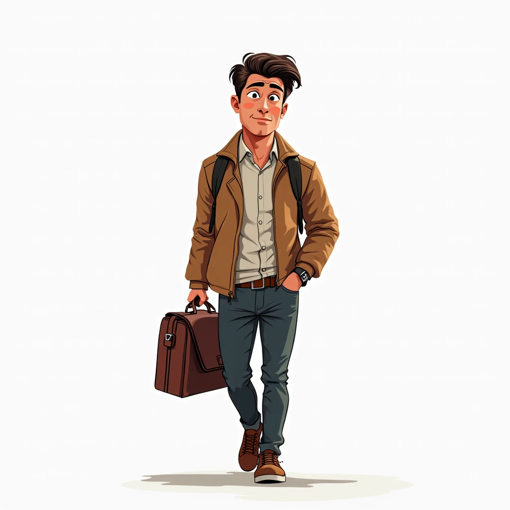 American man, 25 years old, 2d, cartoon, realistic, walking on the ...