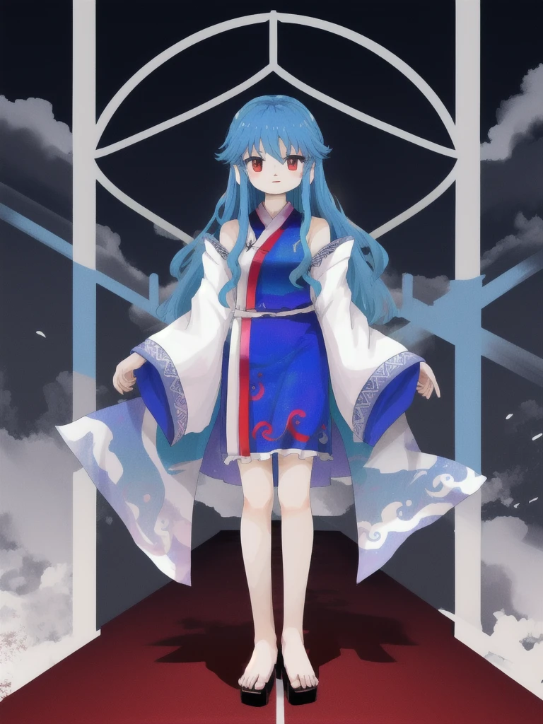 Zun \(style\), long hair, blue hair, standing, god々like, - SeaArt AI
