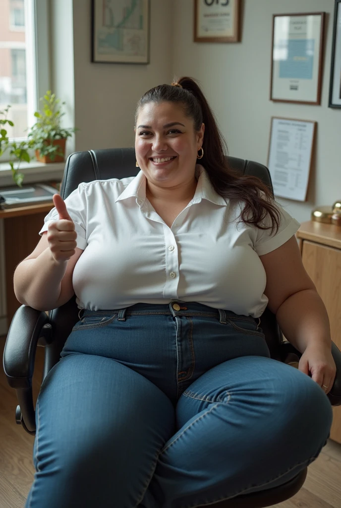 In a office, high angle view, a massive ass pawg voluptous plus sized ...