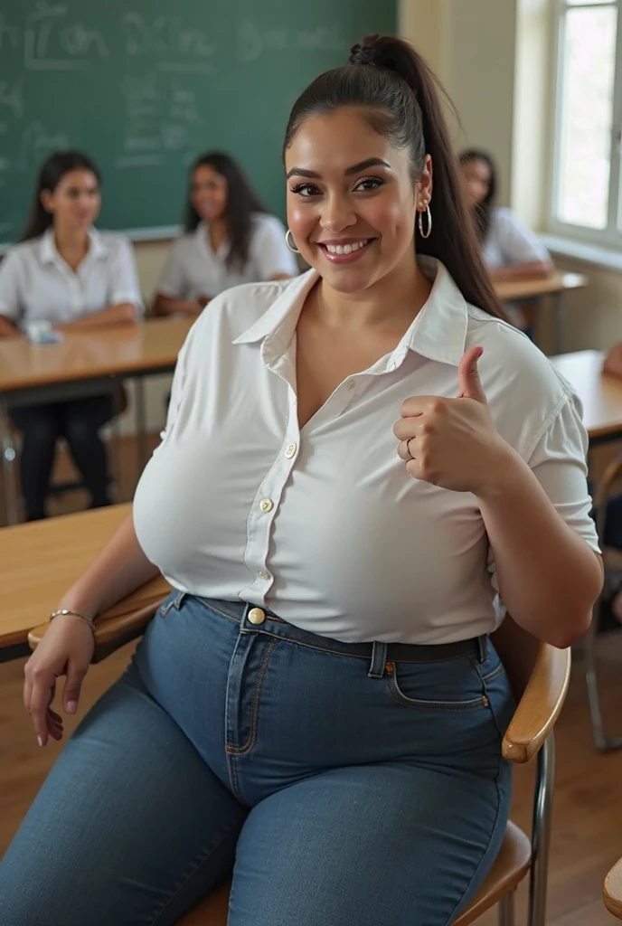 In a classroom, high angle view, a massive ass pawg voluptous plus ...