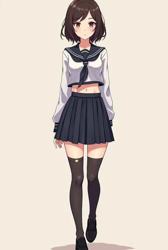 Create an anime-style female character sprite shown from the knees up ...
