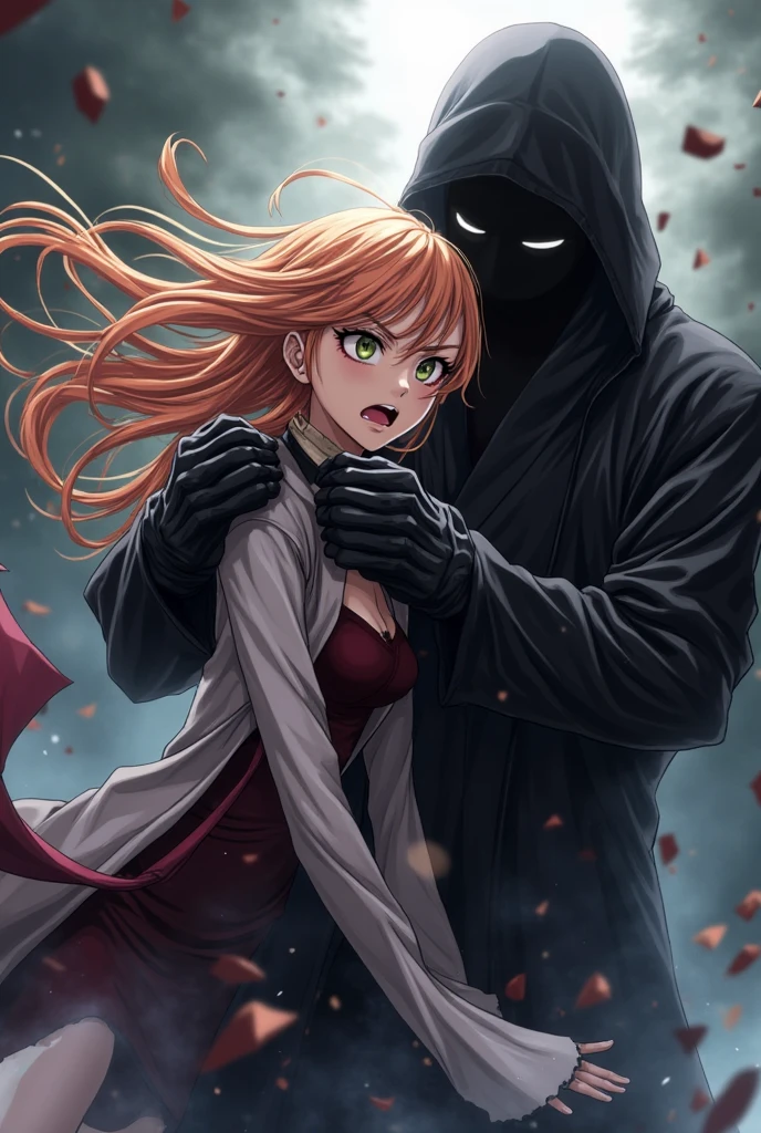 > "A highly detailed anime-style illustration of Rangiku Matsumoto from ...