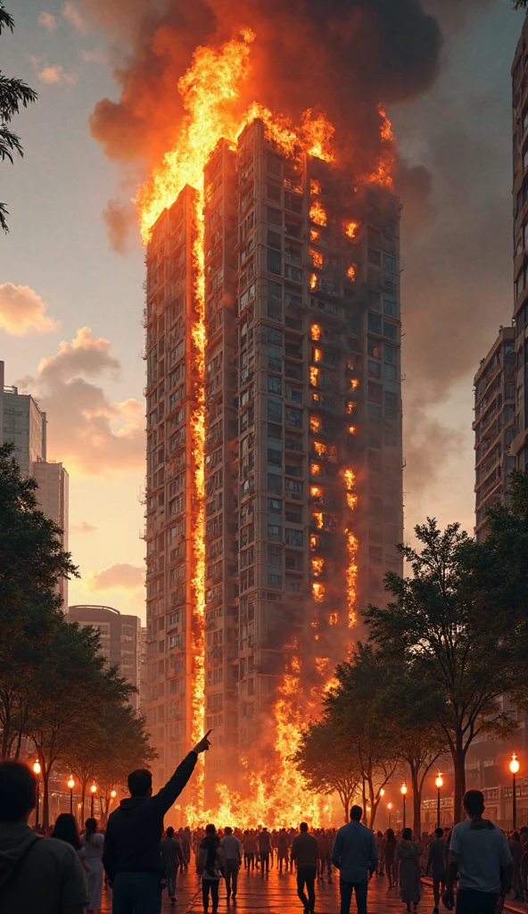 A tall modern apartment building in a Singapore or USA-style city ...