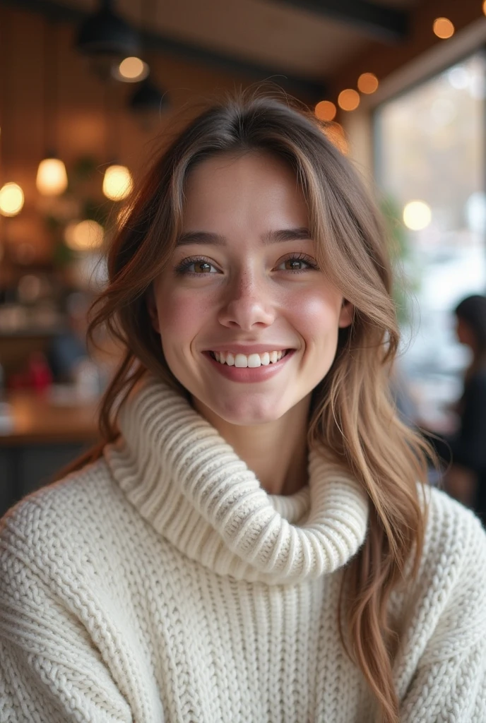 A warm, high-resolution portrait of a young woman with a bright - SeaArt AI