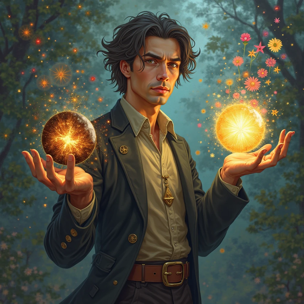 An image of a person, like a fairy or magician, that creates reality ...