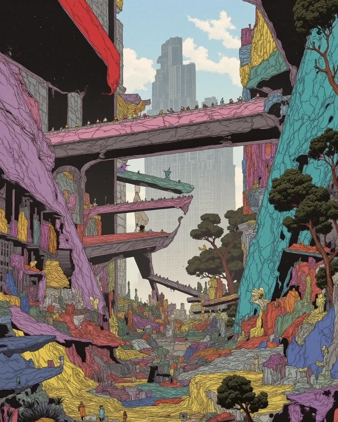 Digital art work on the theme of concrete utopia、Complex and extremely detailed - SeaArt AI