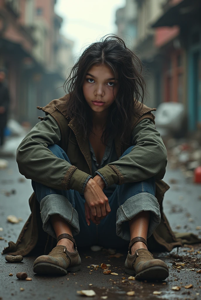 Turn her into a homeless person, But leave the same face as her - SeaArt AI