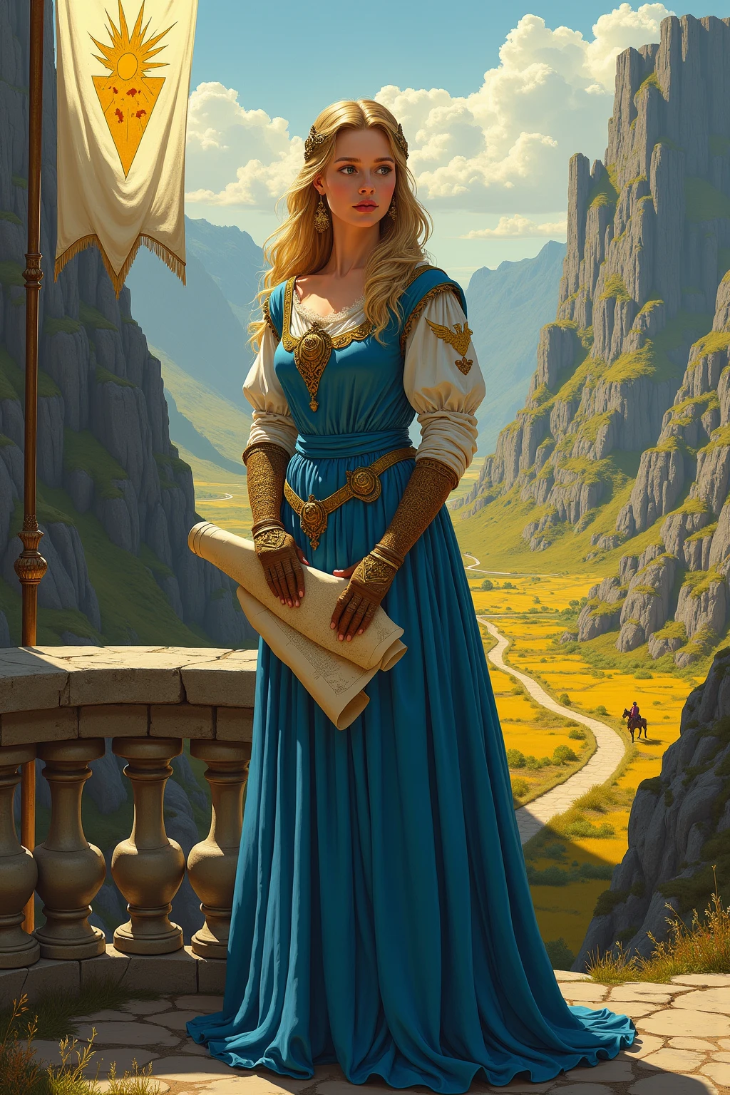 A realistic medieval fantasy portrait of Lady Alysanne Lefford - SeaArt AI