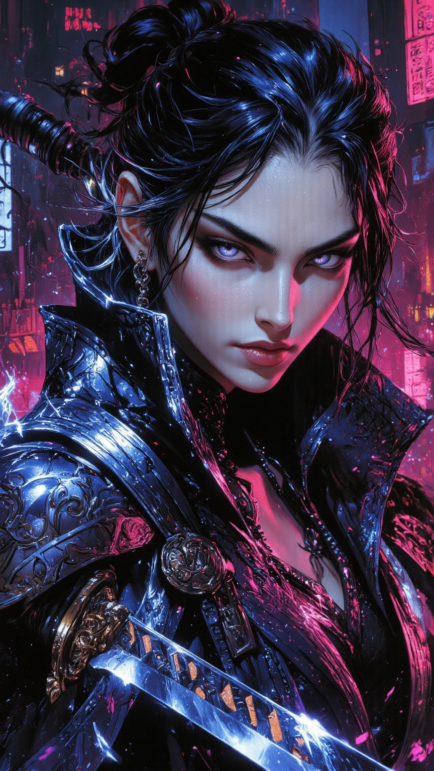 Samurai Knife、female, full body，beautiful digital art, Very pretty ...