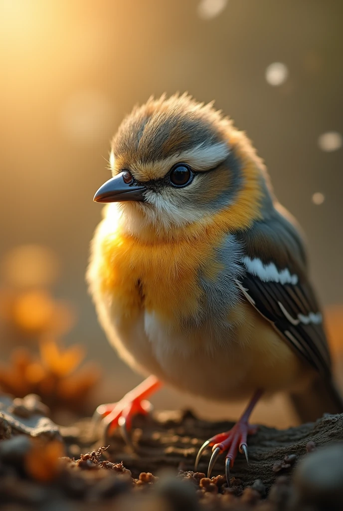 A mesmerizing close-up portrait of a gorgeous little bird illuminated ...