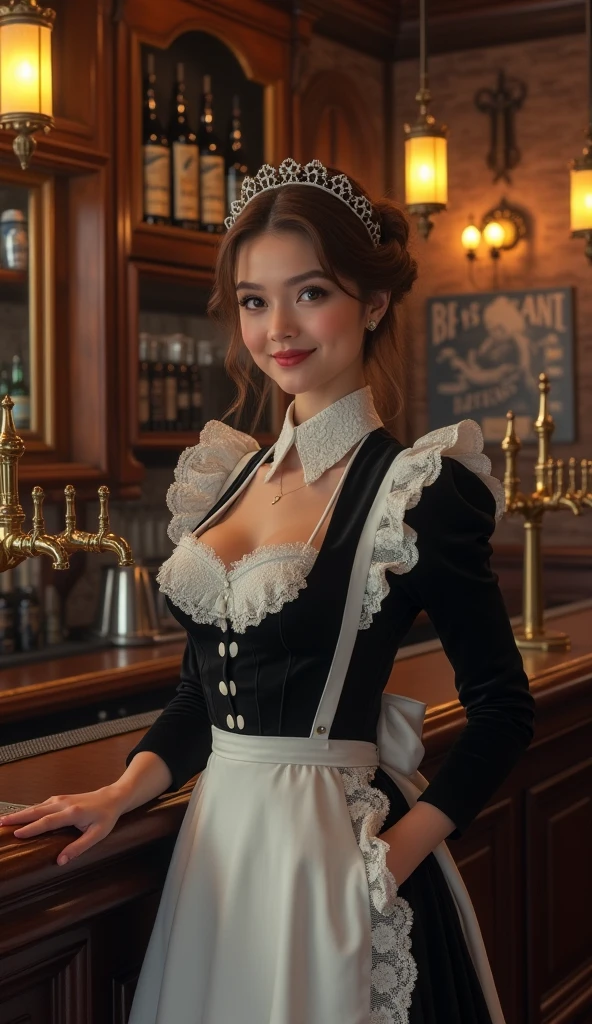 English pub Victorian Maid - SeaArt AI