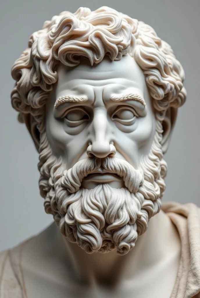 Close-up marble sculpture of Aristotle, highly detailed face - SeaArt AI