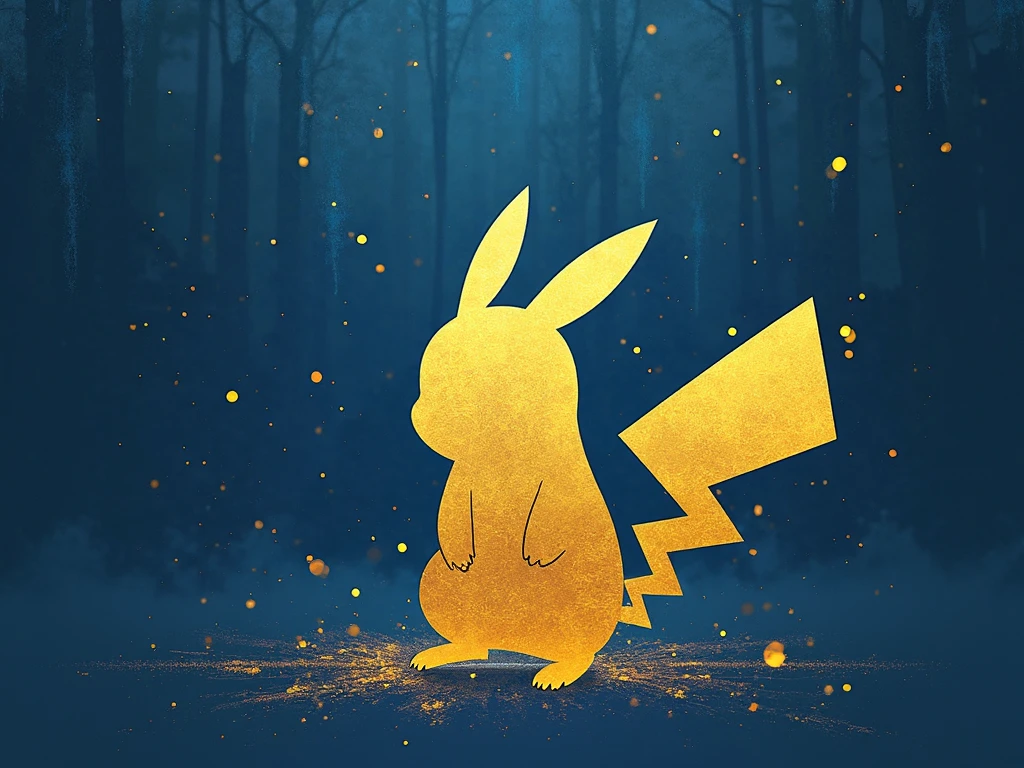 (solid color,Blue and Gold exclusive:1.5 ), Golden Pikachu silhouette ...