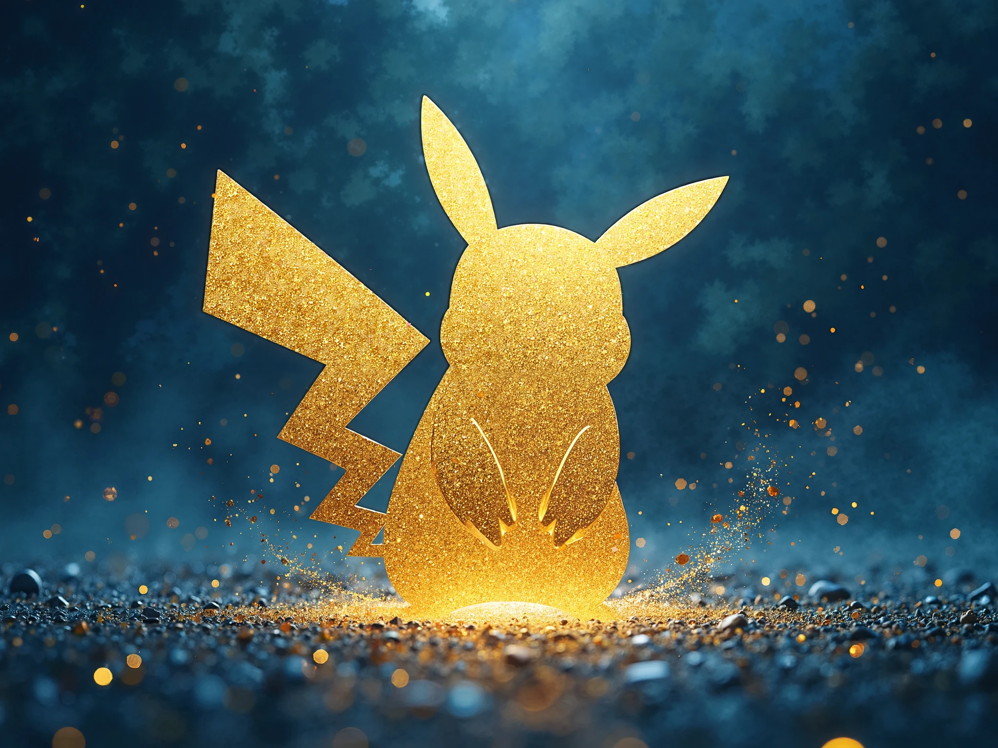 (solid color,Blue and Gold exclusive:1.5 ), Golden Pikachu silhouette ...