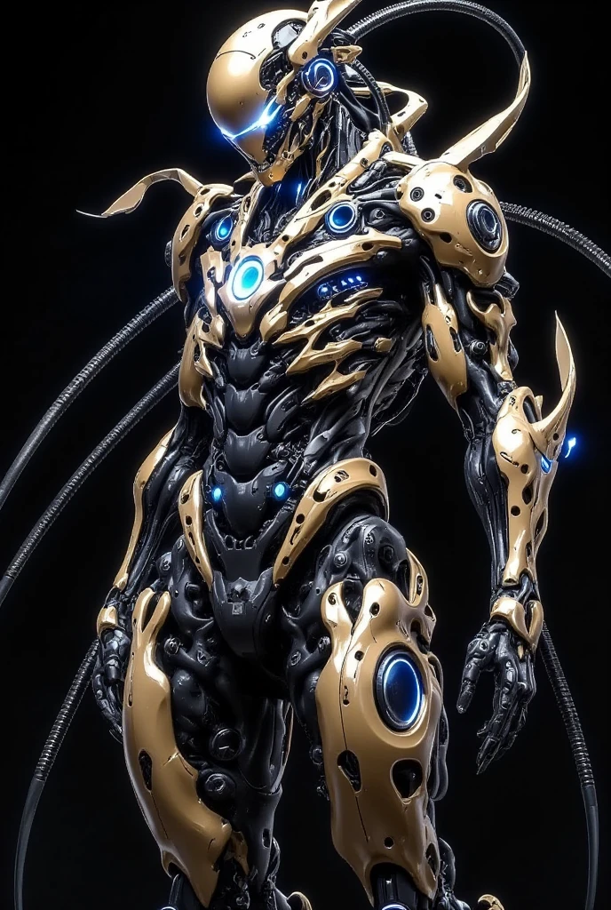 The photo shows a highly detailed robot with blue accents, covered in mirror - SeaArt AI