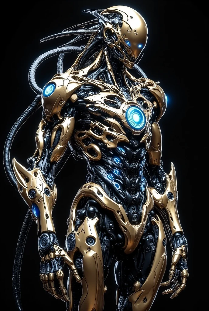 The photo shows a robot with a very elaborate design, covered in mirror ...