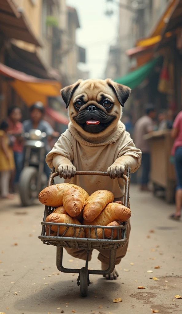 Hyper-realistic 8K photo of a tiny, adorable pug puppy with cream ...