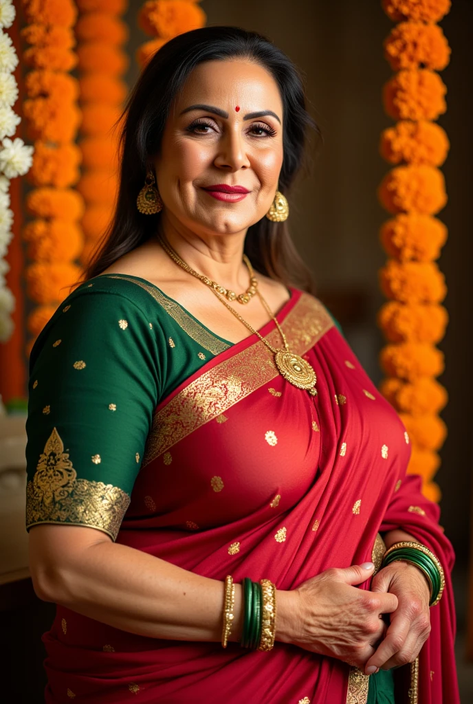A confident and elegant Indian milf in 50s, with a fuller figure and ...
