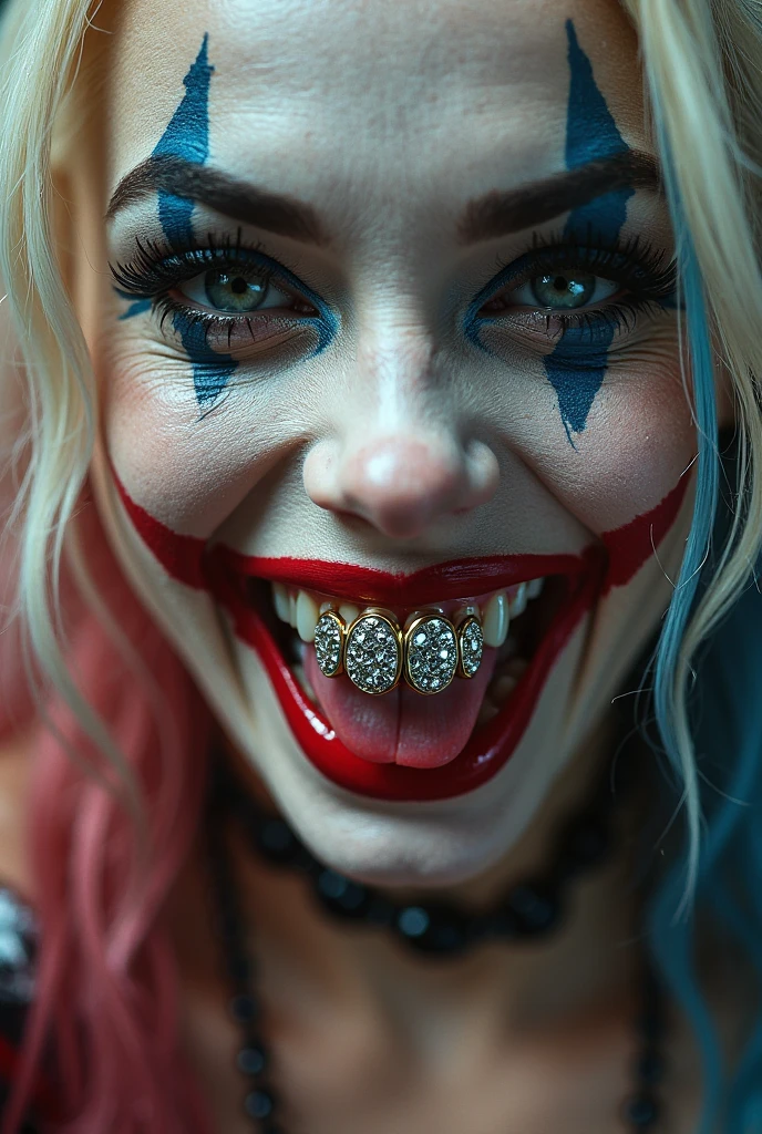 Close up shot of the face HD QUALITY 4K Harley Queen with Grillz in her ...