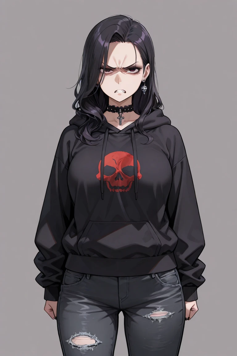 Women, mature, goth, angry, hoodie and pants - SeaArt AI