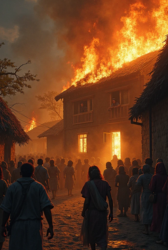 One night, a house in the village suddenly caught fire. Everyone rushed ...