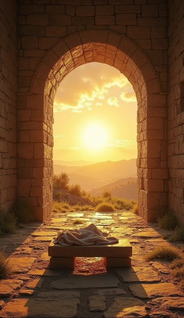 A powerful vertical image of the empty tomb from inside, looking out ...