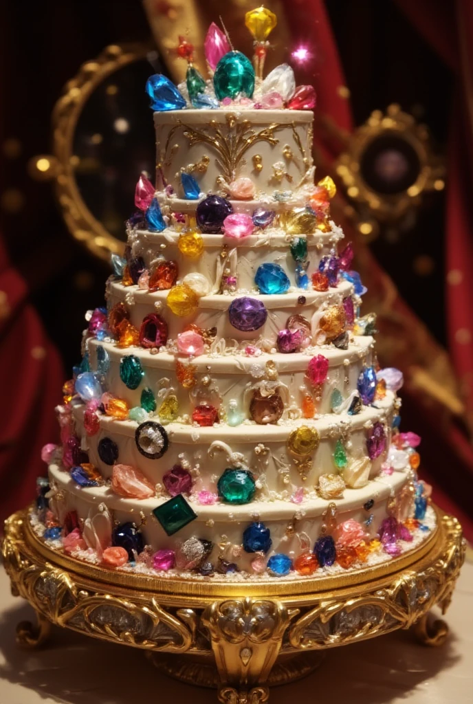 A cake decorated with jewels - SeaArt AI