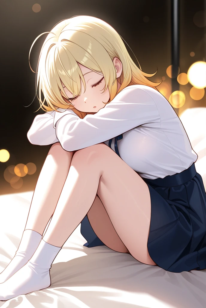 1 girl、sleeping、kneeling position、masterpiece、最High Quality、Posture with both kn - SeaArt AI