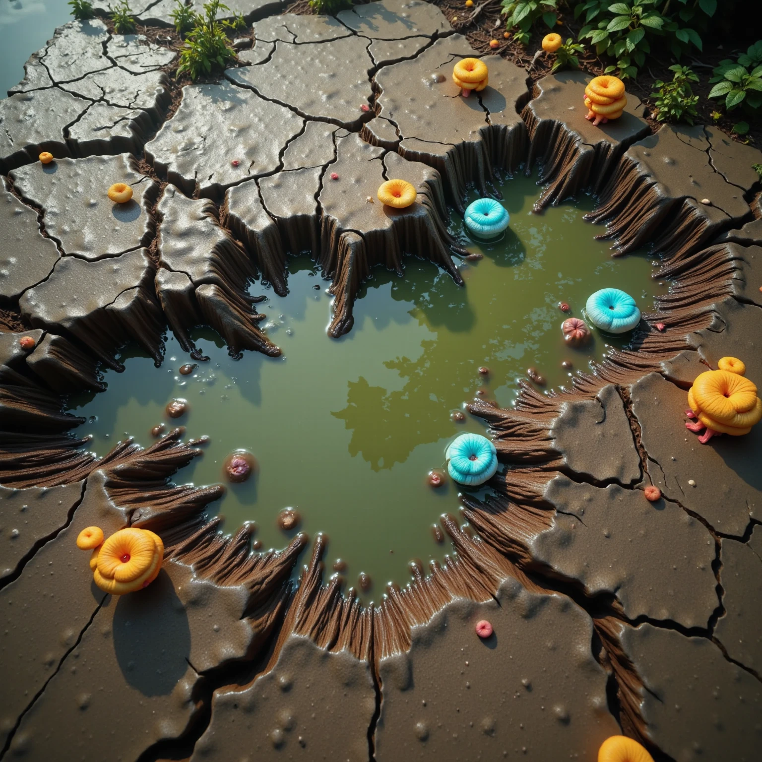 8K realistic terrain perfectly flat, extreme top-down angle, aged ...