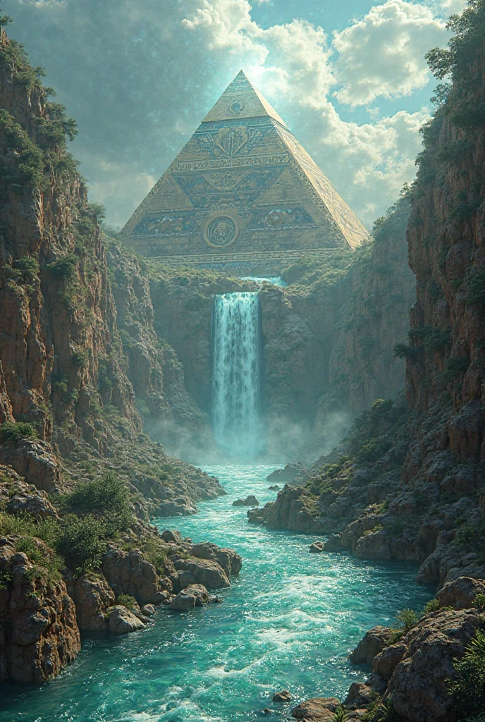 Pyramids、Water flow＋The nature of ore＝Electrostatic generation - SeaArt AI