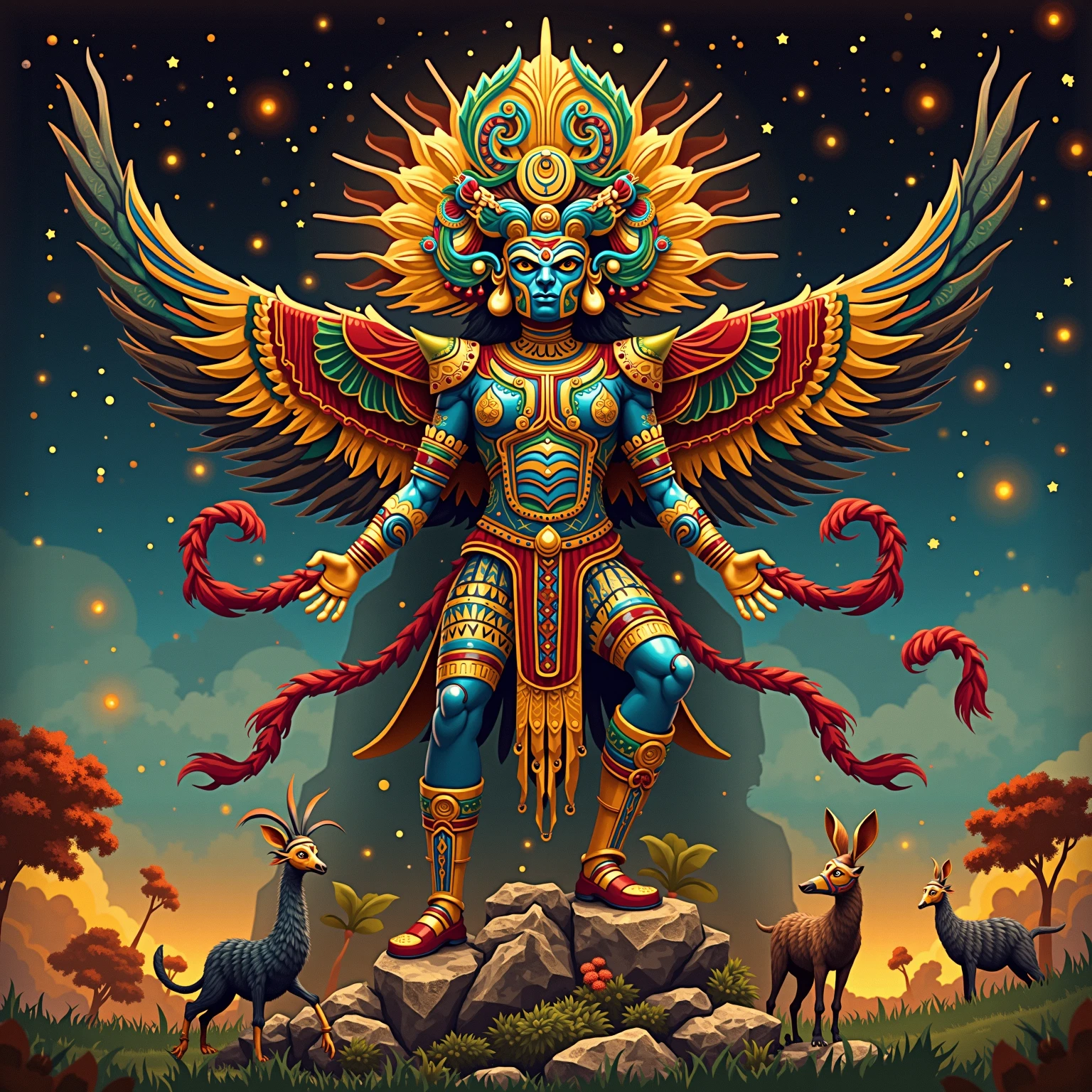 Create an image of Ometeotl, the Aztec god of creation and duality ...