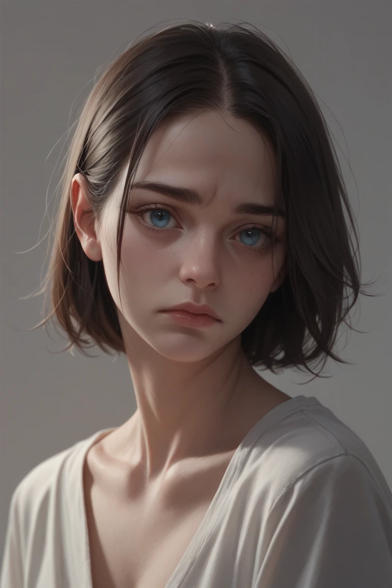 (masterpiece), (Very complex:1.3), (realistic), Portrait of a sad blue ...
