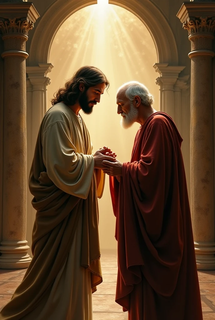 An image of Jesus meeting again with Saint Joseph in the mansion of the ...
