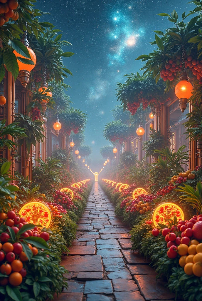 Fruit garden in space, future mystery fruit garden in universe - SeaArt AI