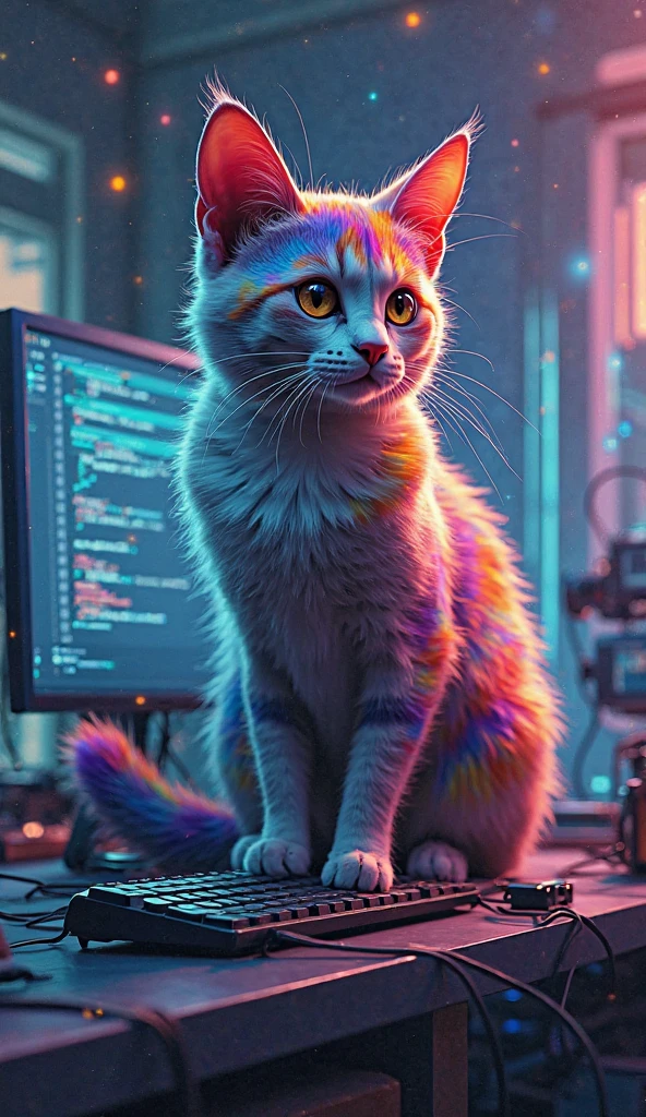 A programming cat - SeaArt AI