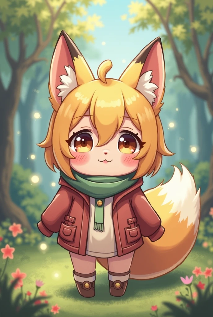 Chubby anime girl with fox ears and a fox tail - SeaArt AI