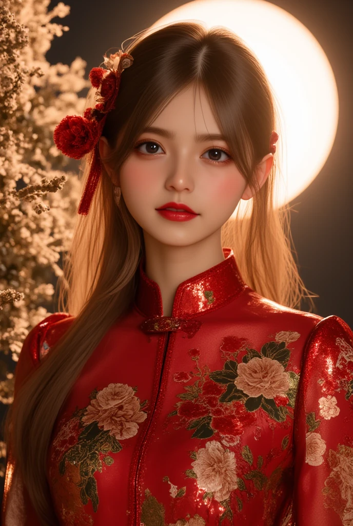 One girl,Bush,fashionable girl,China Dress,Chinese Costume,Bright Moon ...