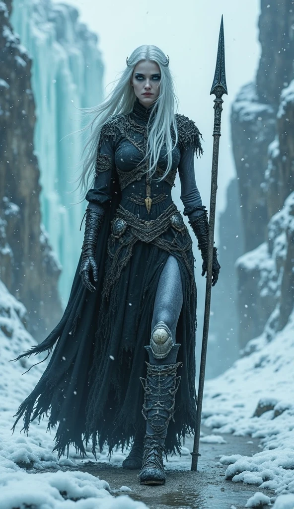 A full-body photorealistic portrait of Hel, Norse goddess of death and ...