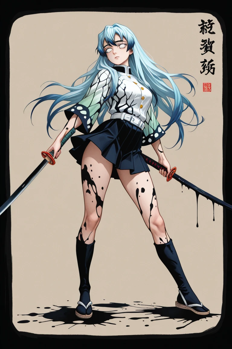 , 154cm, slightly large pelvis, cute, girl, anime character, light blue ...