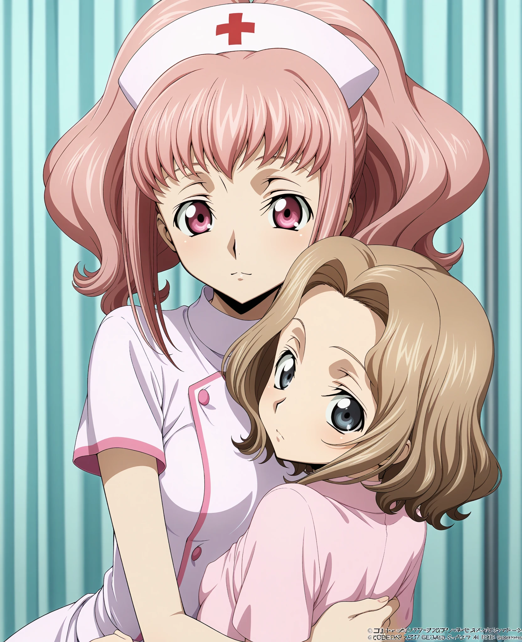 2 girl,(Code Geass),Anya Alstreim,pink hair,pink eyes,small breasts ...