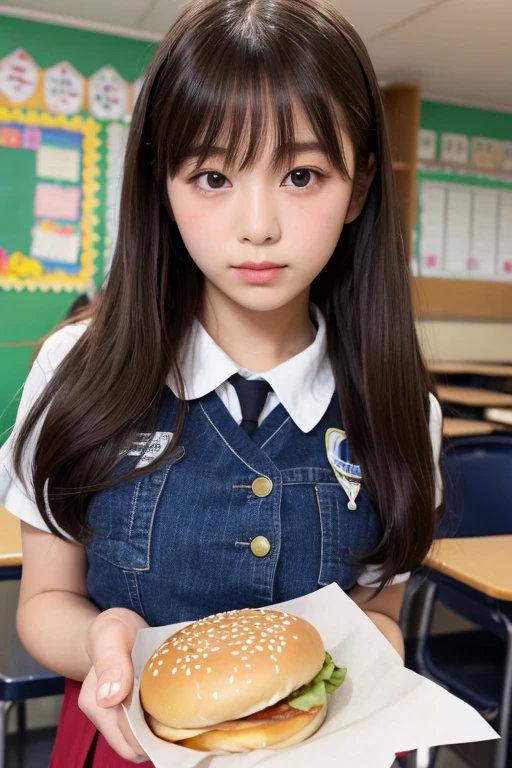 Elementary school student Madonna, hamburger, Japanese with bangs ...
