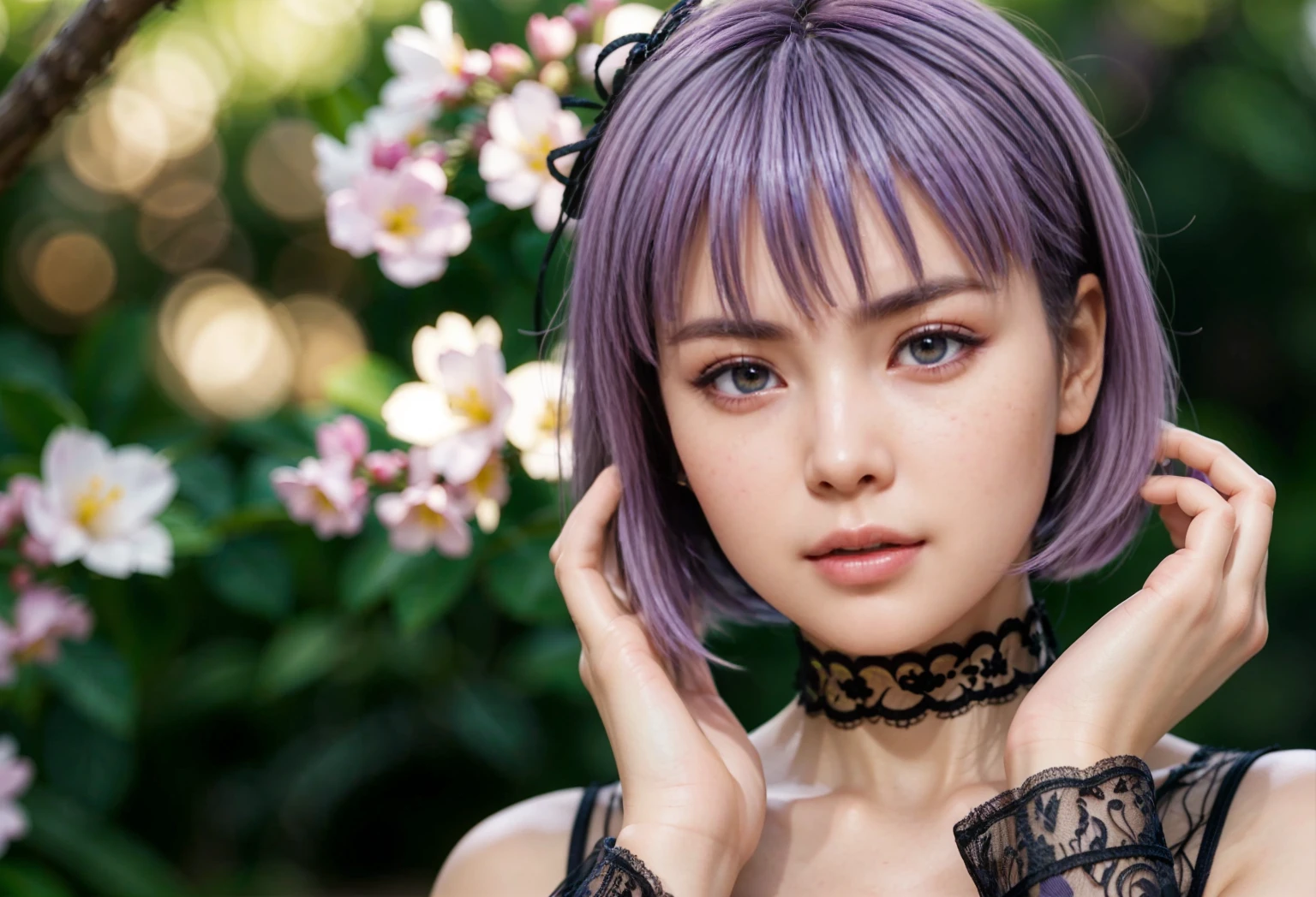 Ayane, Purple hair, (best quality, Ultra-detailed), (realistic - SeaArt AI