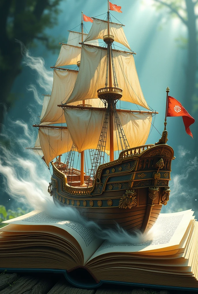 A ship that comes out of a book - SeaArt AI