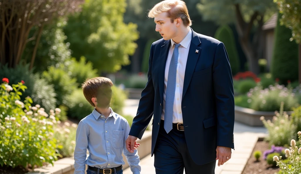 Candid photograph of Barron Trump, tall young man with light brown ...