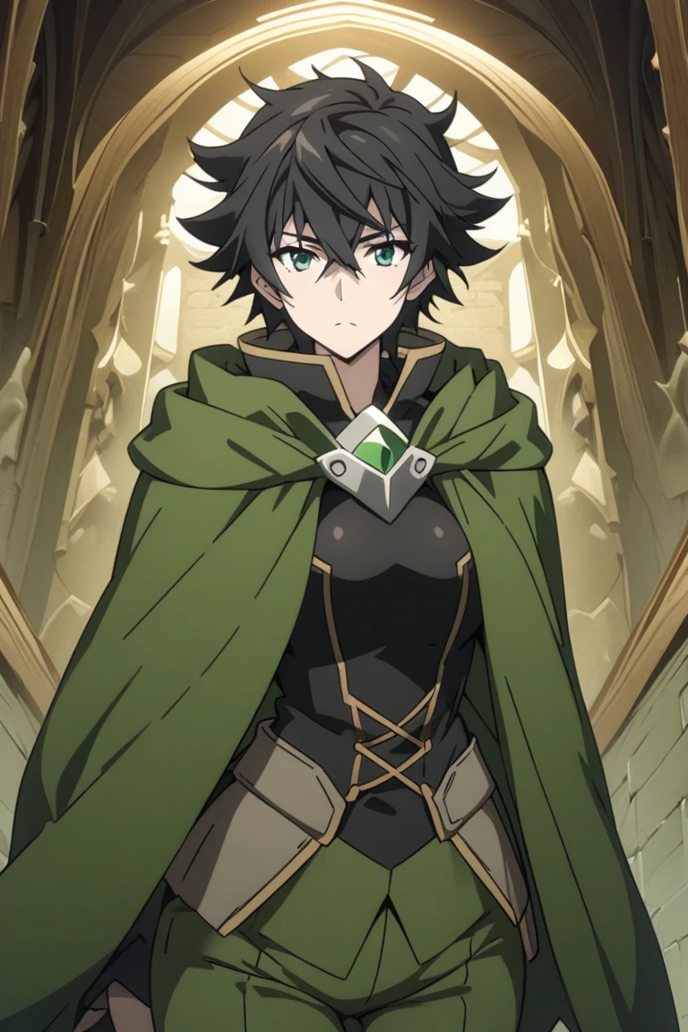 Naofumi_iwatani, black hair, green eyes, short hair, hair between eyes ...