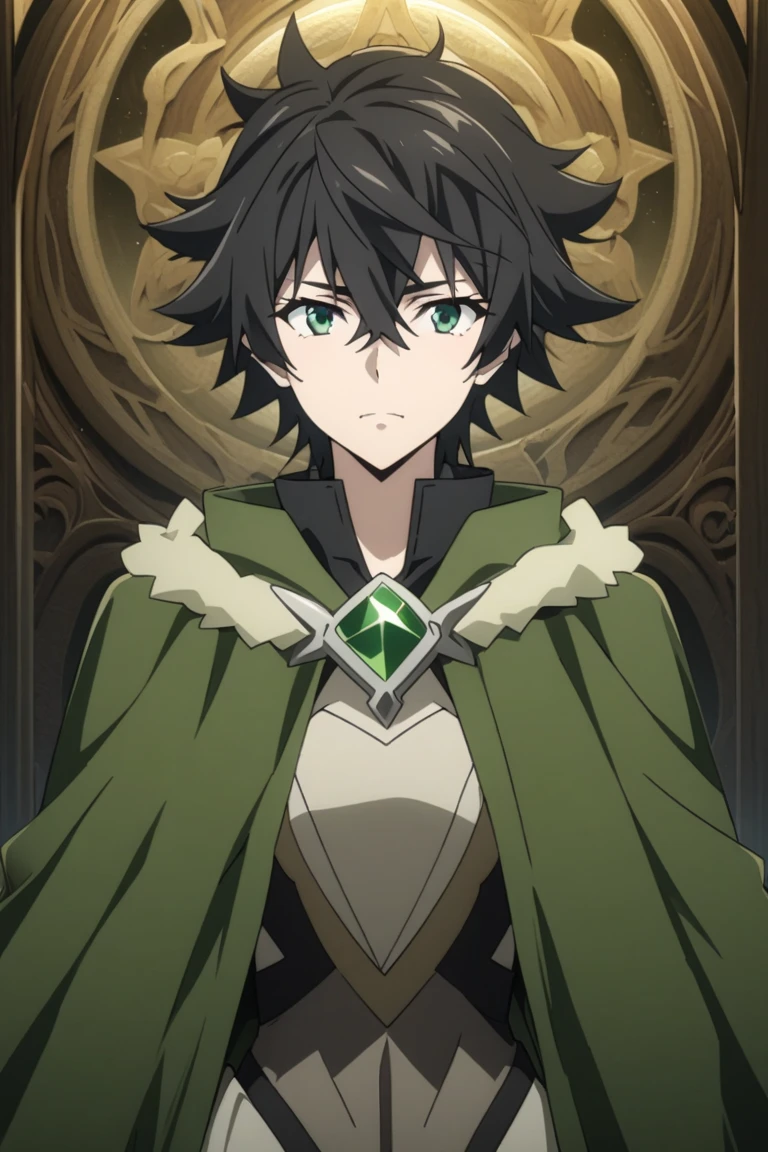 Naofumi_iwatani, black hair, green eyes, short hair, hair between eyes ...