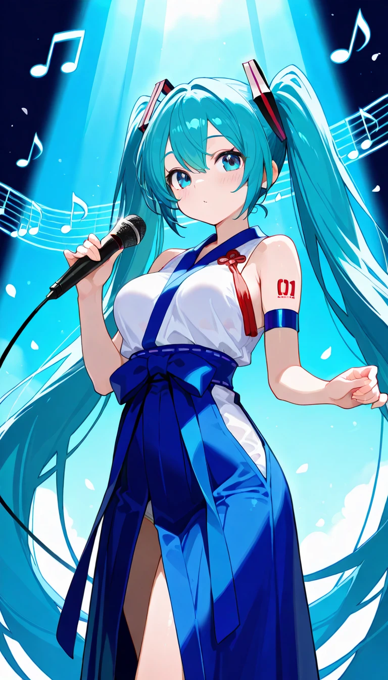 1 Girl, alone, hair, Hatsune Miku, double ponytail, breasts, Very long hair - SeaArt AI