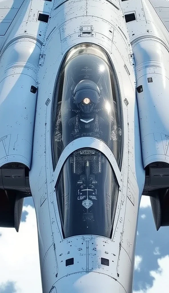 from above 、shot directly above the cockpit canopy、a close up of a ...