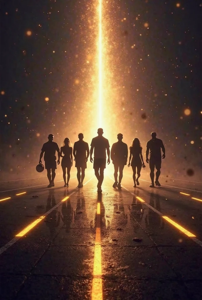 Background: A dark, mysterious pathway split into 5 glowing lanes ...