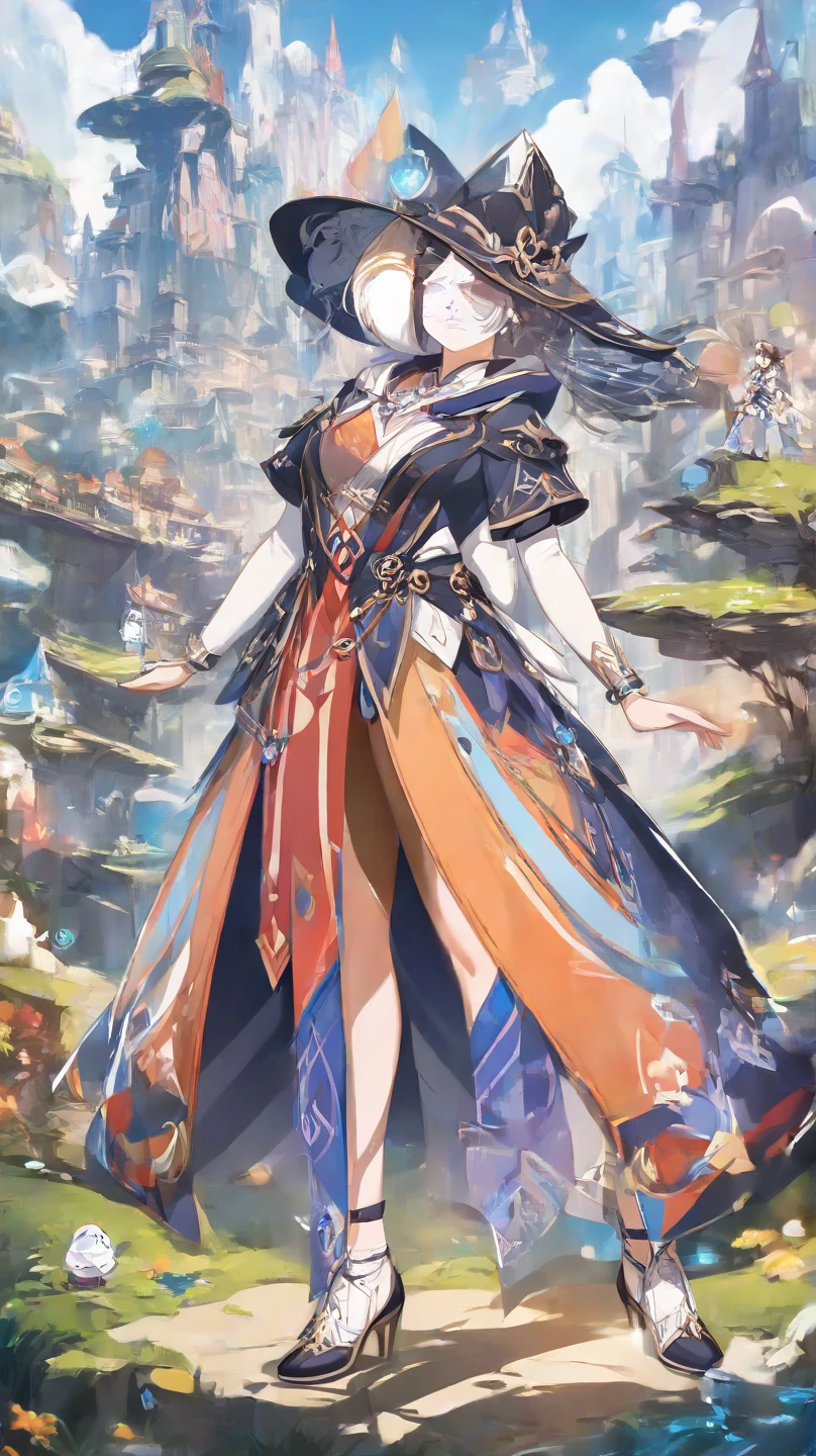 2D,hd,Genshin outfit, fantasy,standing straight,high heels,full body ...